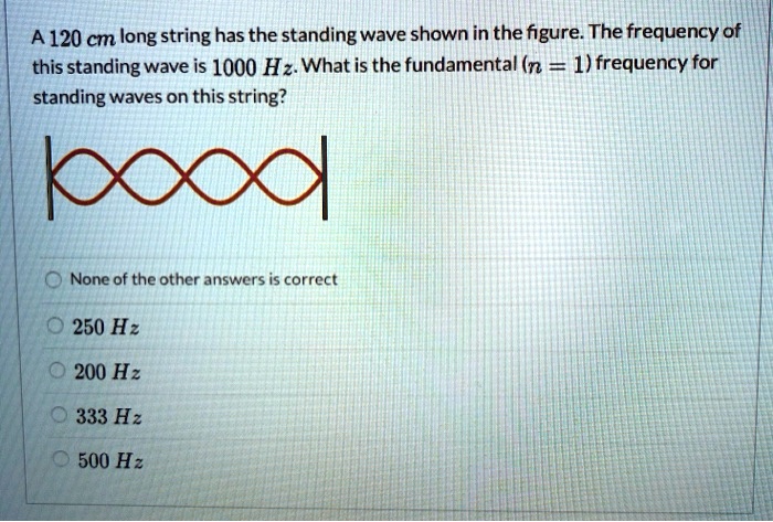 A 120 cm long string has the standing wave shown in the figure. The ...