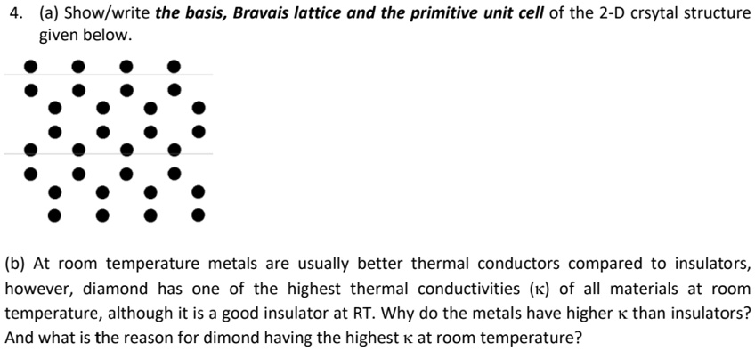 a showwrite the basis bravais lattice and the primitive unit cell of the 2 d crystal structure ...