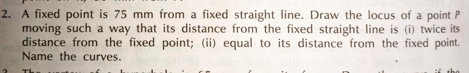 2. A fixed point is 75 mm from a fixed straight line. Draw the locus of ...