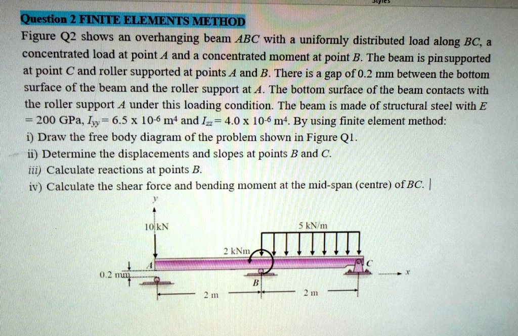 SOLVED: Question 2: FINITE ELEMENT METHOD Figure Q2 shows an ...