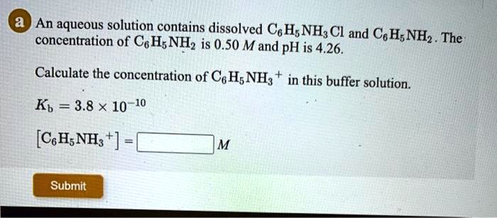 an aqueous solution contains dissolved ch nh concentration of cohs nh2 cl and co hs nh2 is 050 m ...