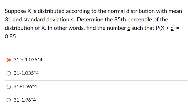 SOLVED: Suppose X is distributed according to the normal distribution ...