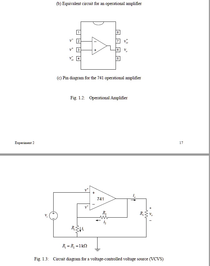 Experiment 2 (b) Equivalent circuit for an operational amplifier 1 V+ V ...
