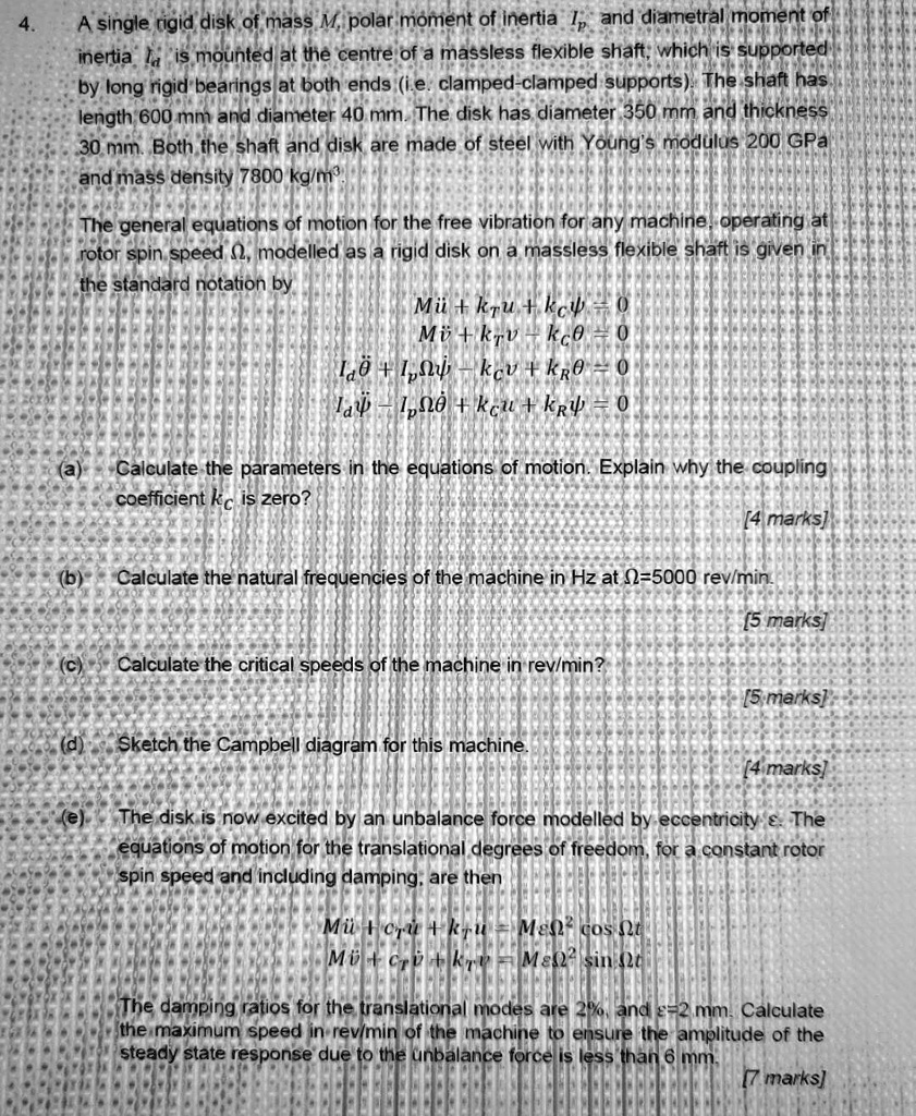 SOLVED: A single rigid disk of mass M, polar moment of inertia J, and diametral moment of ...