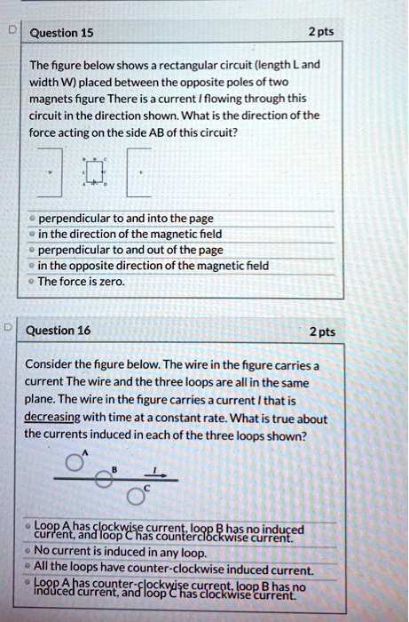 SOLVED: Question 15 2 pts The figure below shows rectangular circuit ...