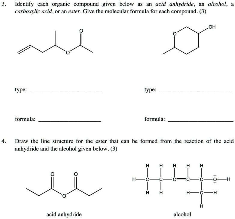 3. Identify each organic compound given below as an acid anhydride, an ...