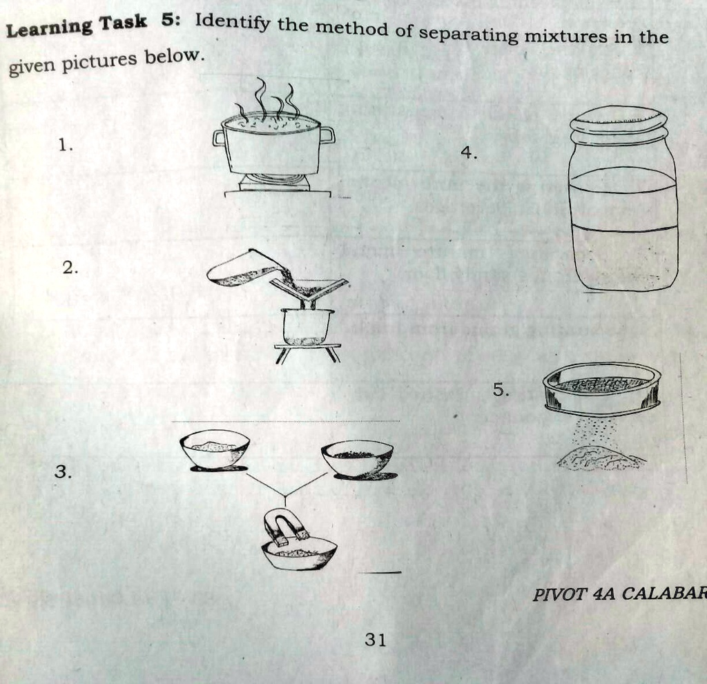 SOLVED: 'Learning Task 5: Identify the method of separating mixtures in ... SOLVED: 'Learning Task 5: Identify the method of separating mixtures in ...