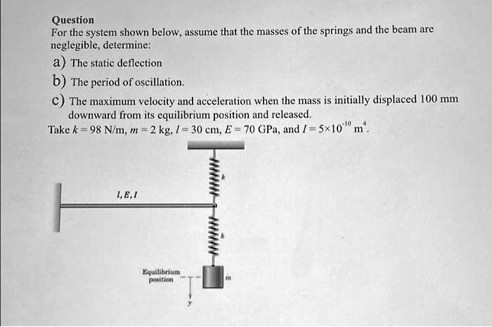 Question For the system shown below, assume that the masses of the ...