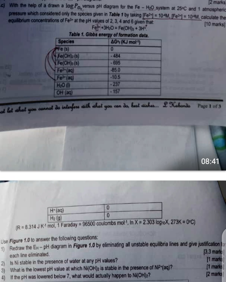 pmarts claawitn tha help al drawn log po versus ph diagram for ihe fe ...