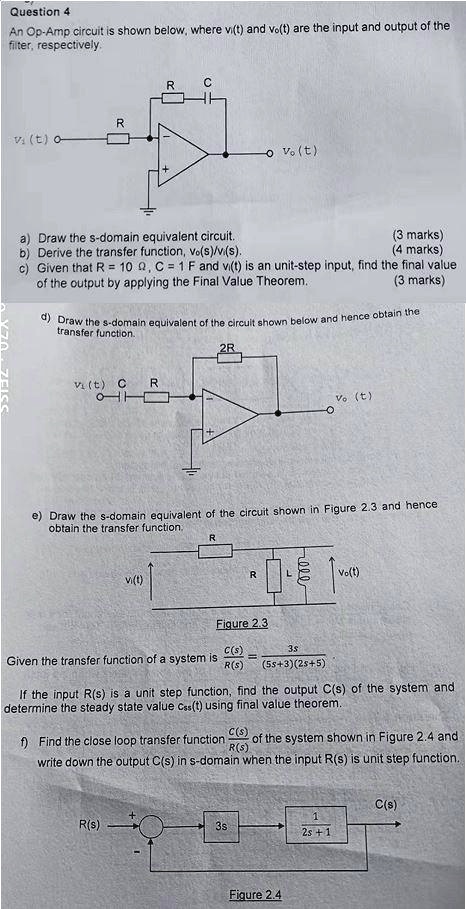 SOLVED: Question: An Op-Amp circuit shown below where vi(t) and Vo(t) are the input and output ...
