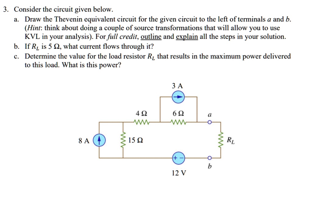 SOLVED: 3. Consider the circuit given below. a. Draw the Thevenin equivalent circuit for the ...