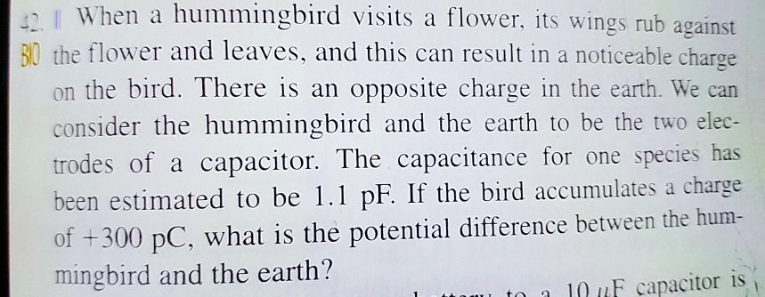 SOLVED: When a hummingbird visits a flower, its wings rub against the ...