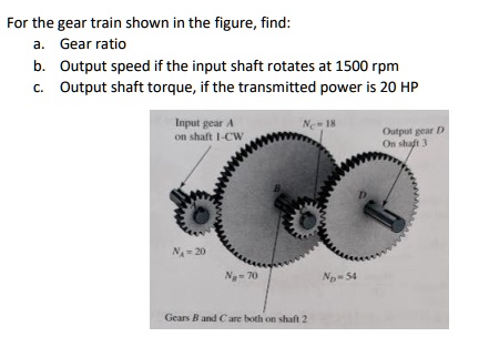 SOLVED: For the gear train shown in the figure, find: a. Gear ratio b ...