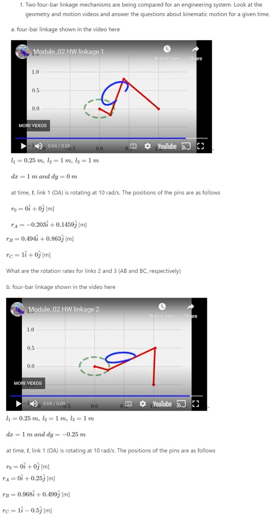 1 two four bar linkage mechanisms are being compared for an engineering ...