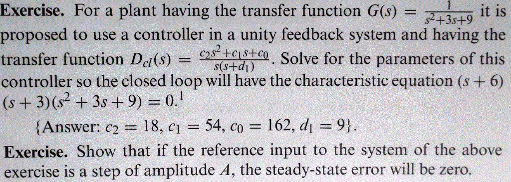 SOLVED: Exercise. For a plant having the transfer function G(s) = (2+3s ...