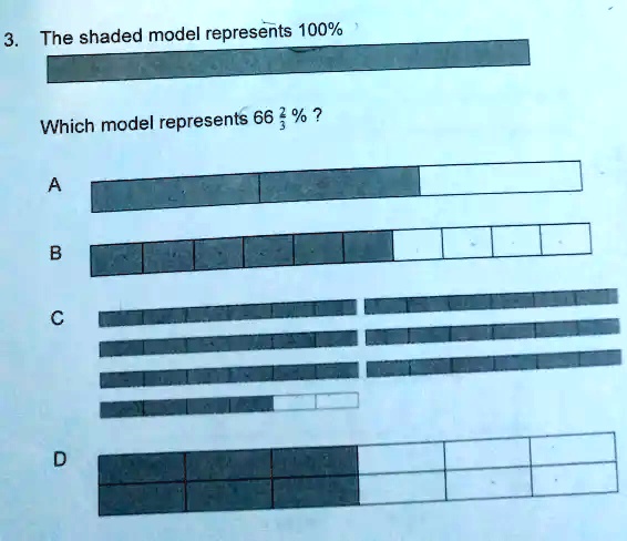 SOLVED: The shaded model represents 100% Which model represents 66 %