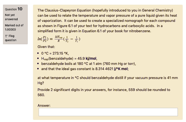 Question 10 The Clausius-Clapeyron Equation (hopefully introduced to ...