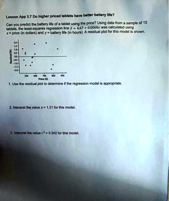 Lesson App 3.7 Do higher priced tablets have better battery life? Can ...