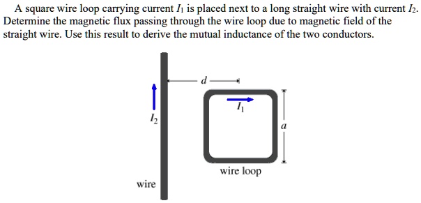 a square wire loop carrying current h1 is placed next to long straight ...