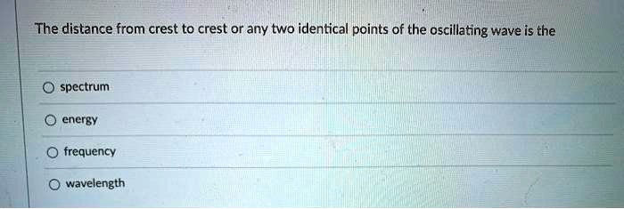 SOLVED: The distance from crest to crest or any two identical points of ...