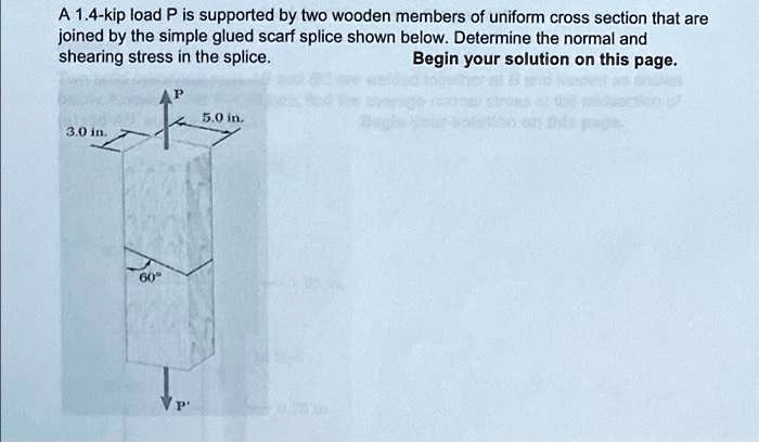 please draw fbd a 14 kip load p is supported by two wooden members of ...