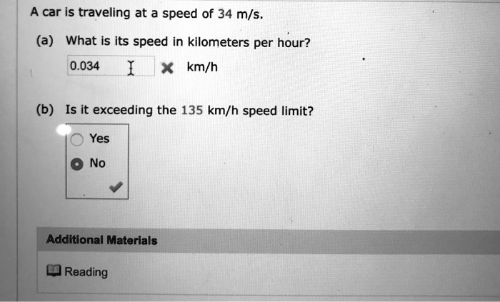 a car is traveling at a speed of 34 ms a what is its speed in ...