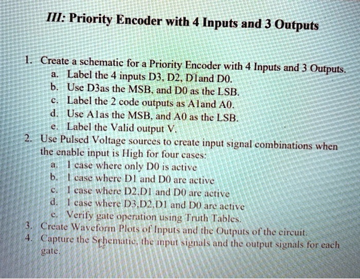 Solved Please Do Using Ltspice Software On A Computer And Show Steps Iii Priority Encoder
