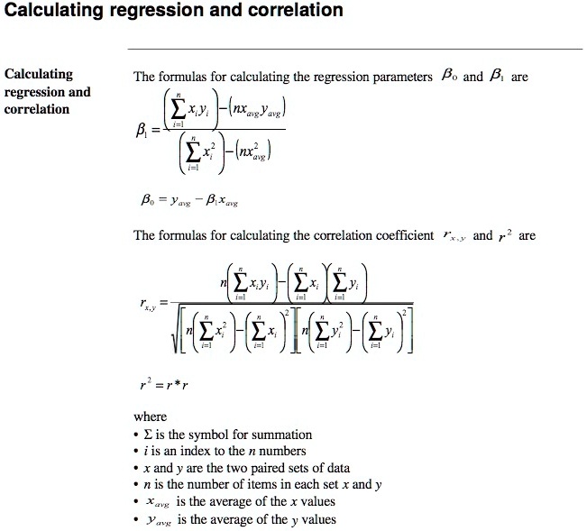 Calculating Regression And Correlation The Formulas For Calculating The Regression Parameters Bo