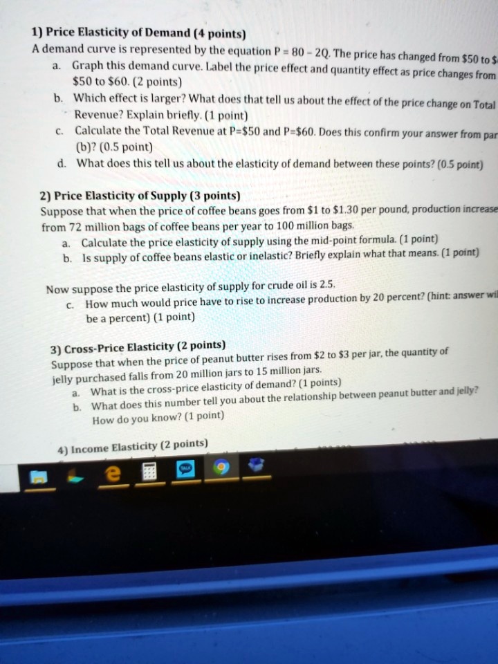 1price elasticity of demand4 points a graph this demand curve label the ...