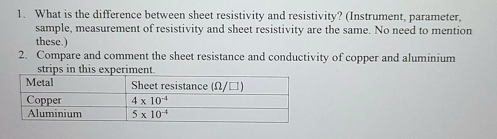 SOLVED: What is the difference between sheet resistivity and ...