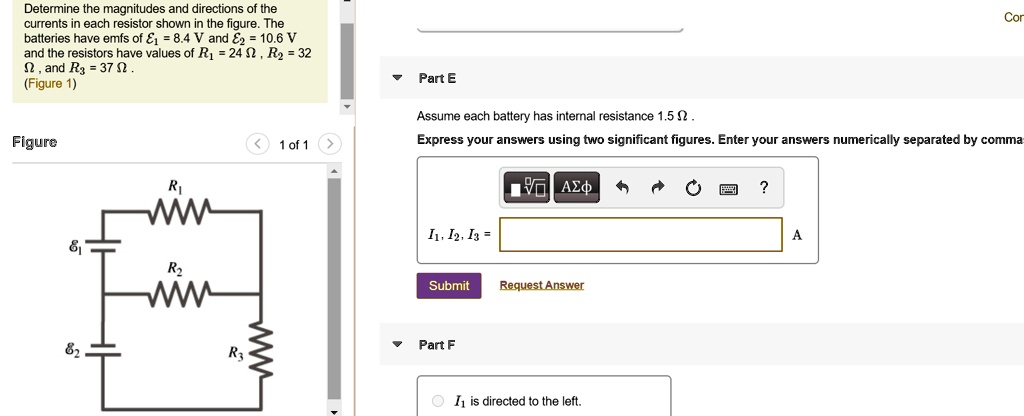 SOLVED: Determine the magnitudes and directions of the currents in each resistor shown in the ...
