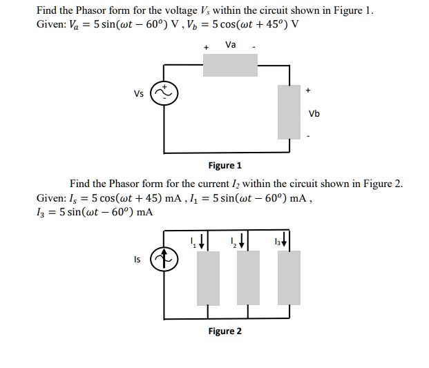 Find the Phasor form for the voltage Vs within the circuit shown in Figure 1. Given: Va = 5 sin ...