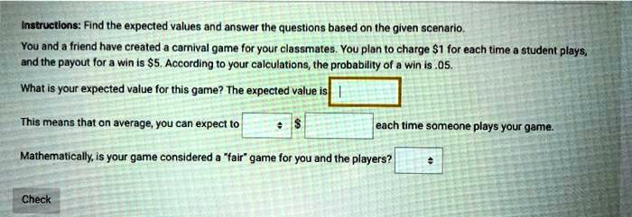 instructions find the expected values and answer the questions based on ...