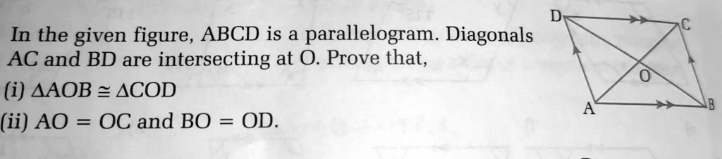 SOLVED: In the given figure, ABCD is a parallelogram. Diagonals AC and BD are intersecting at O ...