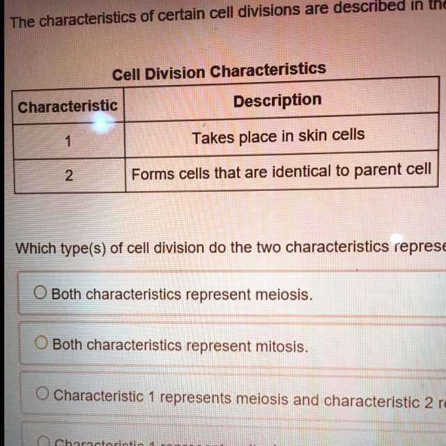 The characteristics of certain cell divisions are described in the Cell ...