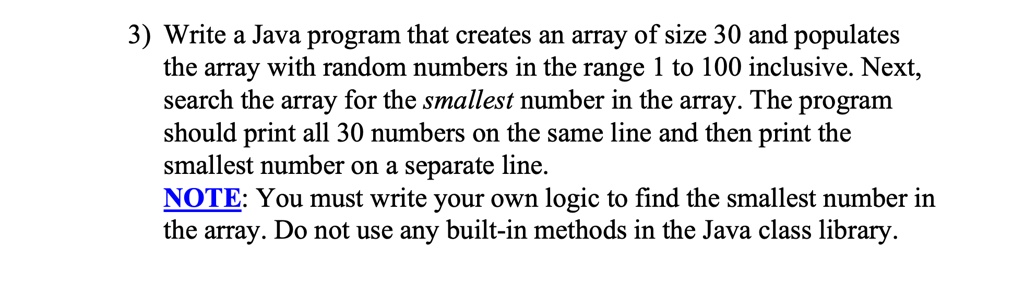 Write A Java Program That Creates An Array Of Size 30 And Populates The Array With Random