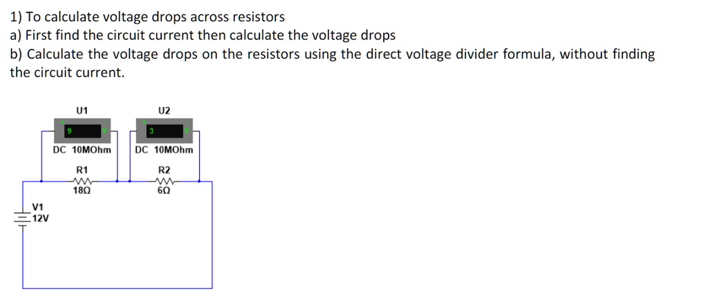 SOLVED: To calculate voltage drops across resistors: a) First, find the circuit current, and ...