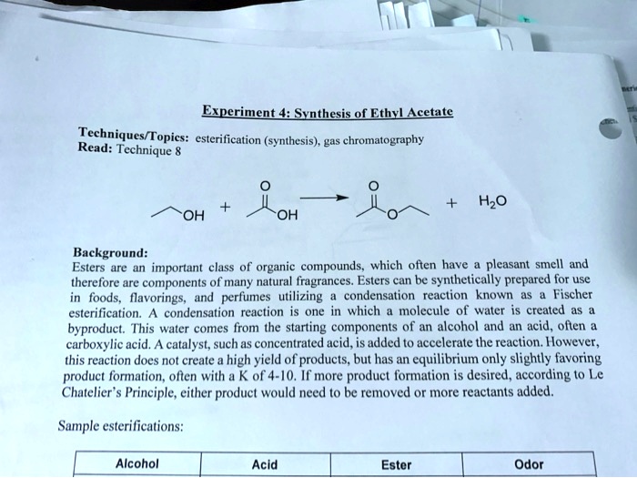 experiment 4 synthesis of ethyl acetate fechniques topics ...