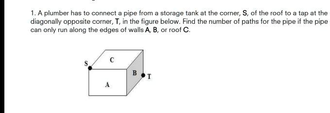SOLVED: 1,A plumber has to connect pipe trom storage tank at the corner; S, ol the roof t0 tap ...