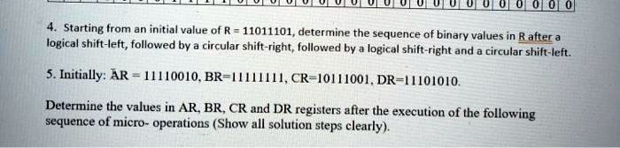 SOLVED: Starting from an initial value of R=11011101, determine the sequence of binary values in ...