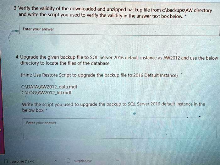 Solved Text Database Sql Server Backup And Restore 3 Verify The Validity Of The Downloaded 6298