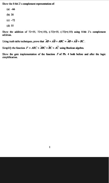 Solved Show The 8 Bit 2s Complement Representation Of 99 E B 38 C 72 D 55 Show The