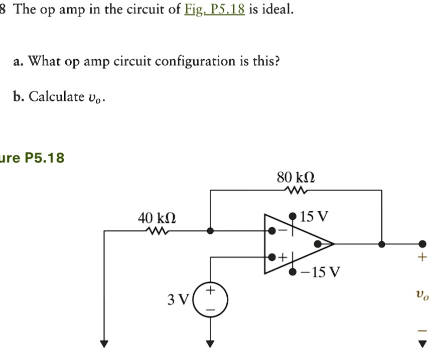 SOLVED: The op amp in the circuit of Fig P5.18 is ideal. a. What op amp circuit configuration is ...