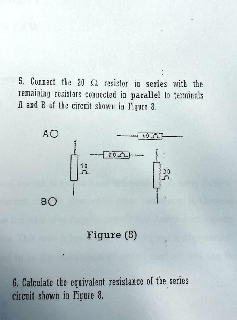 5 connect the 20 omega resistor in series with the remaining resistors ...