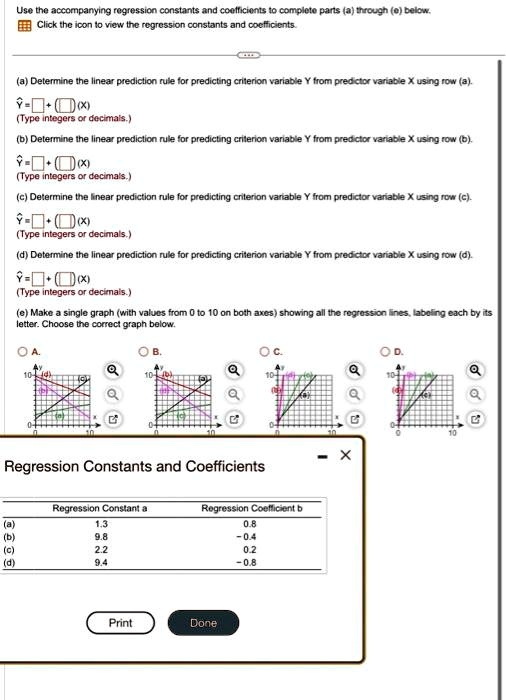 SOLVED: Texts: Use the accompanying regression constants and ...