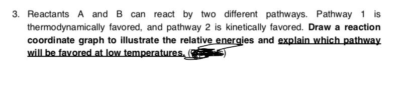 reactants and can react by two different pathways pathway thermodynamically favored and pathway ...