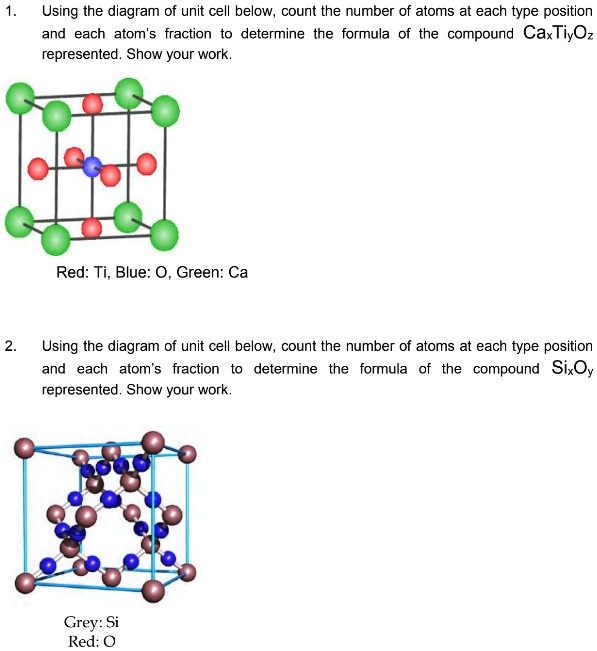 using the diagram of unit cell below count the number of atoms at each ...