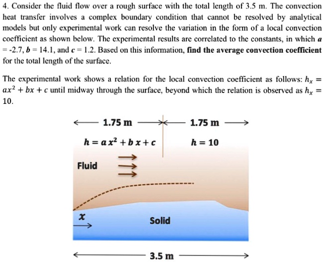 SOLVED: 4. Consider the fluid flow over a rough surface with the total length of 3.5 m. The ...