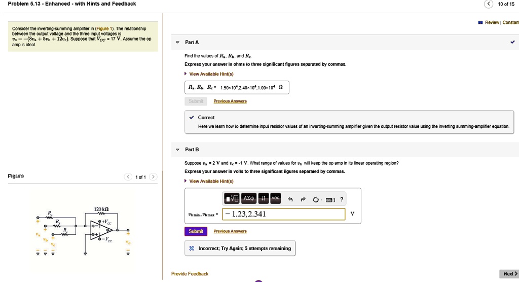 consider the inverting summing amplifier in figure 1the relationship ...