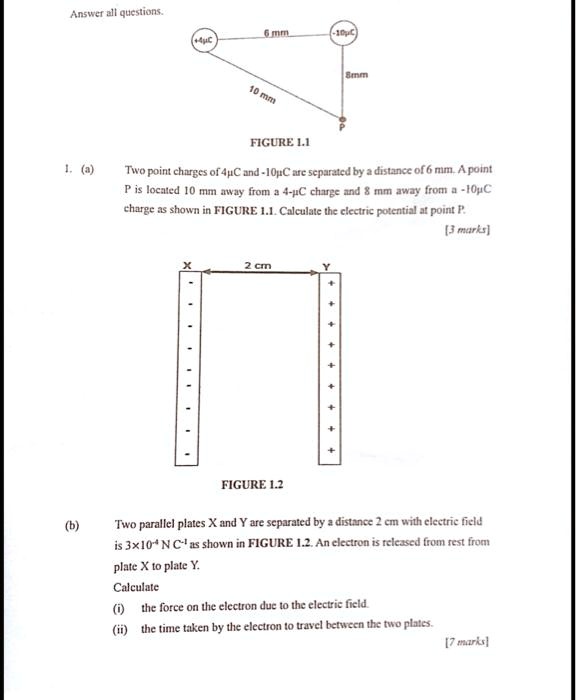 SOLVED: Texts: Answer all questions. 6 mm Semi FIGURE 1.1 1. a charge ...